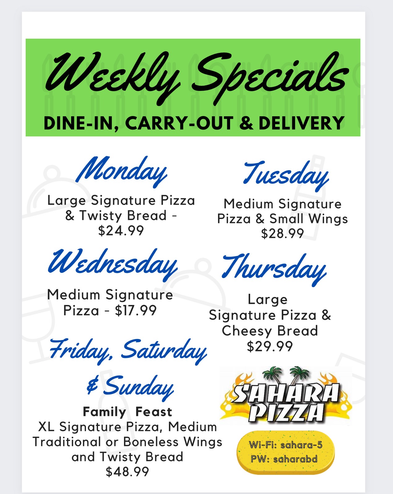 Pizza and Pasta Delivery in Black Diamond WA| Sahara Pizza